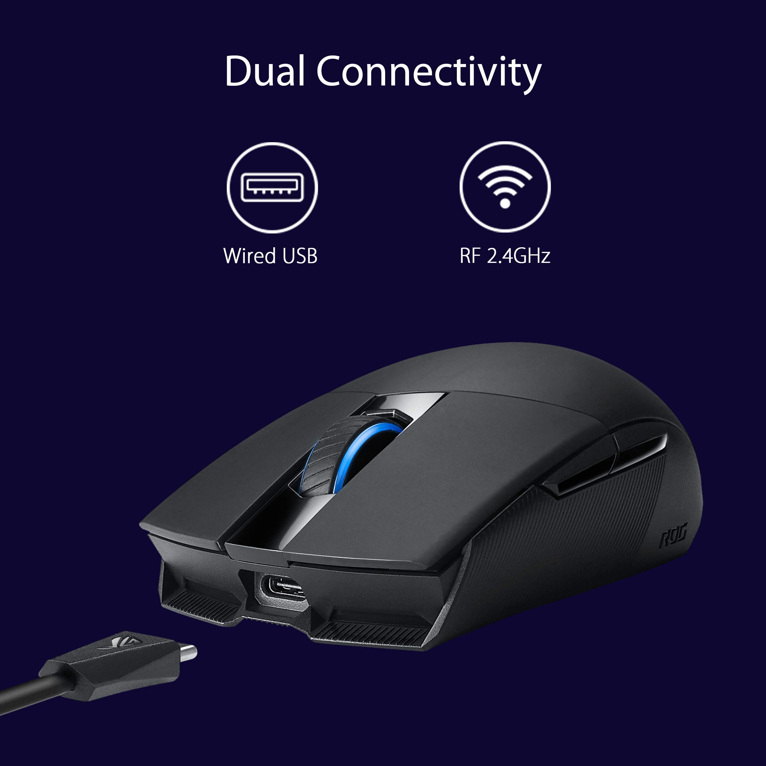 ASUS Optical Gaming Mouse - ROG Strix Impact II | Wireless Gaming Mouse with 16,000 DPI | 5 Programmable Buttons, RGB Lighting, 2.4 GHz, Long Battery Life, Lightweight, Ergonomic (Renewed)