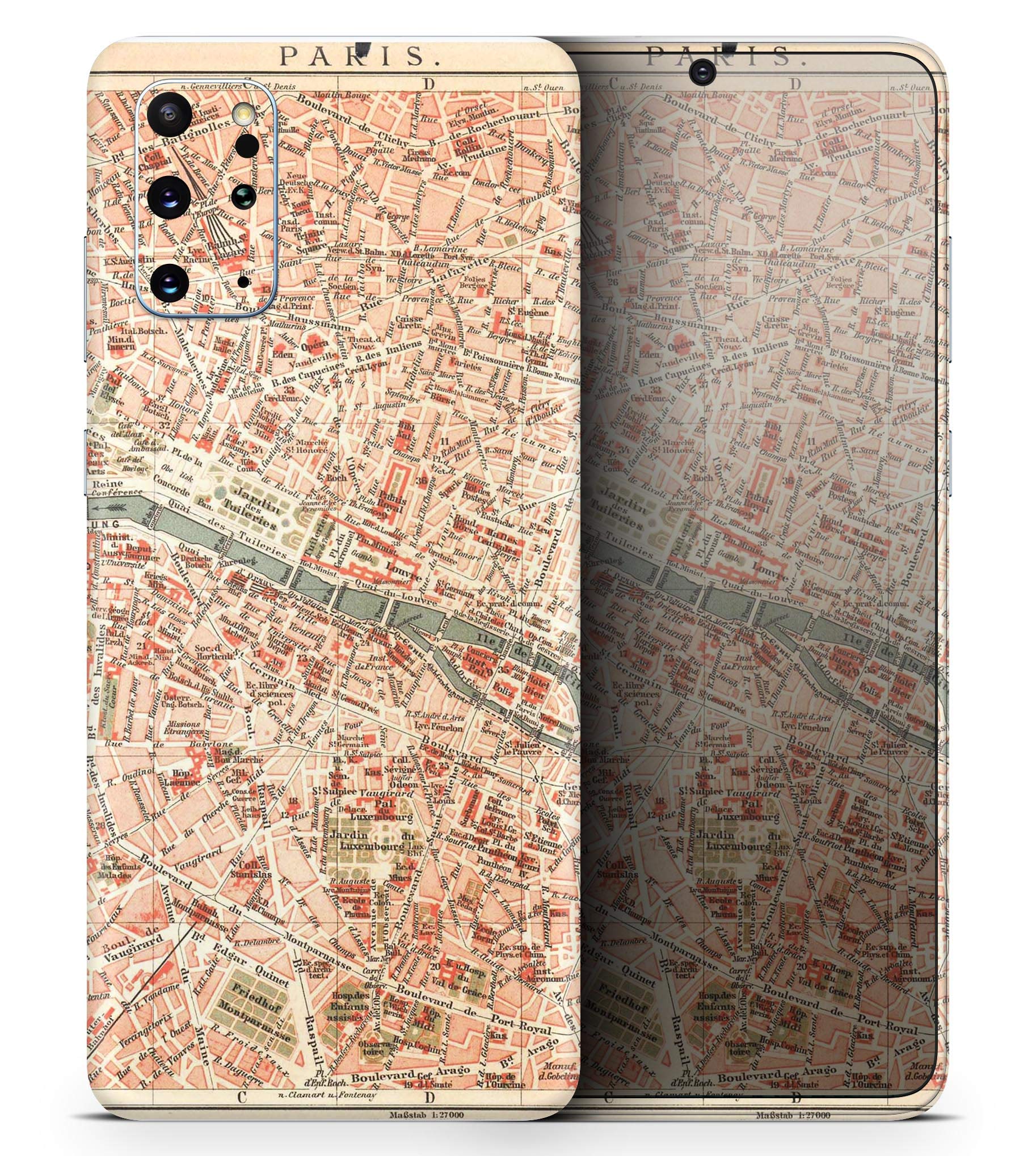 DesignSkinz The Vintage Paris Overview Map Protective Vinyl Decal Wrap Skin Cover Compatible with The Samsung Galaxy S20 (Screen Trim & Back Glass Skin)