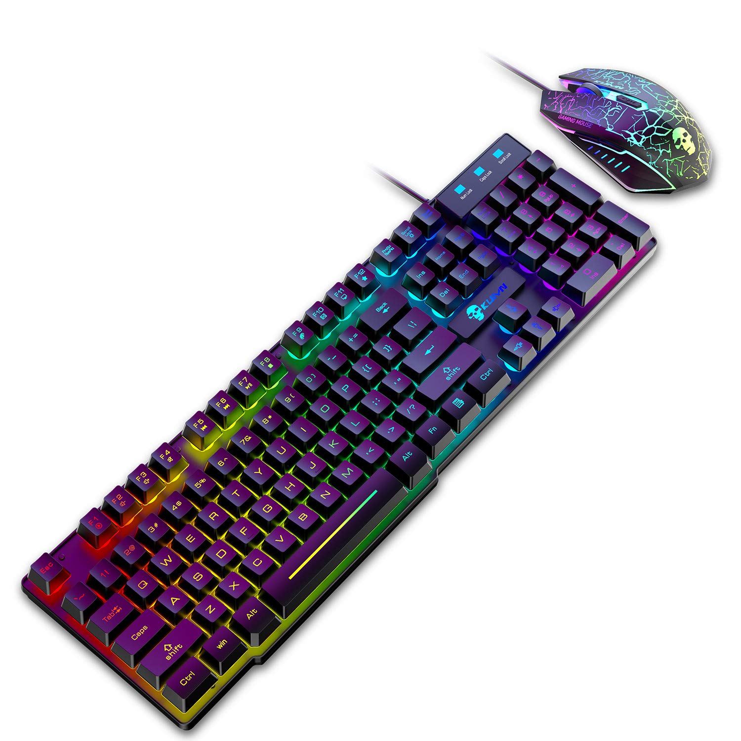 Gaming Keyboard, USB Wired Mechanical Feeling Keyboard with RGB Backlit Gaming Keyboard Waterproof 104Keys for PC Computer Gamer Overwatch Dota for Desktop, Computer, PC