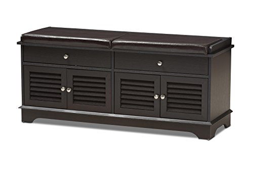Baxton Studio Laertes Modern and Contemporary Dark Brown Wood 2-Drawer Shoe Storage Bench