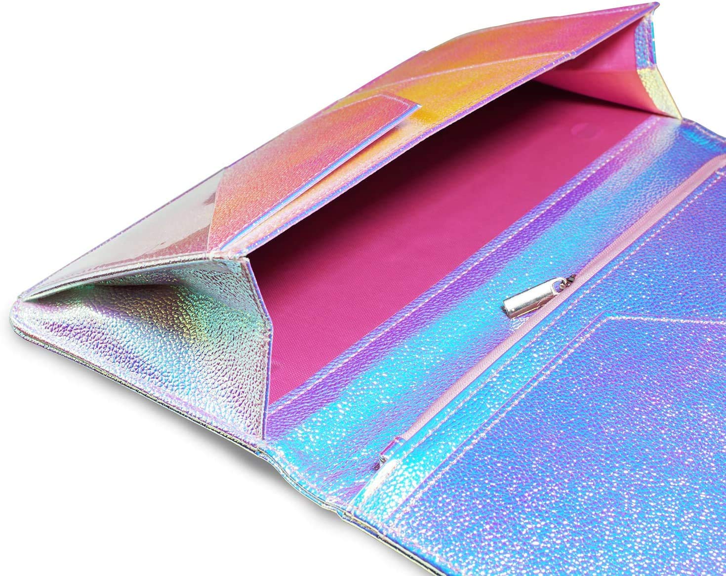 Zreal Server Book for Waitress with Zipper Pocket, 5 X 9 Serving Book, Magnetic Closure Pocket with Big Volume, Pen Holder for Waiter Server Wallet Fit Waitress Apron (Iridescent B)