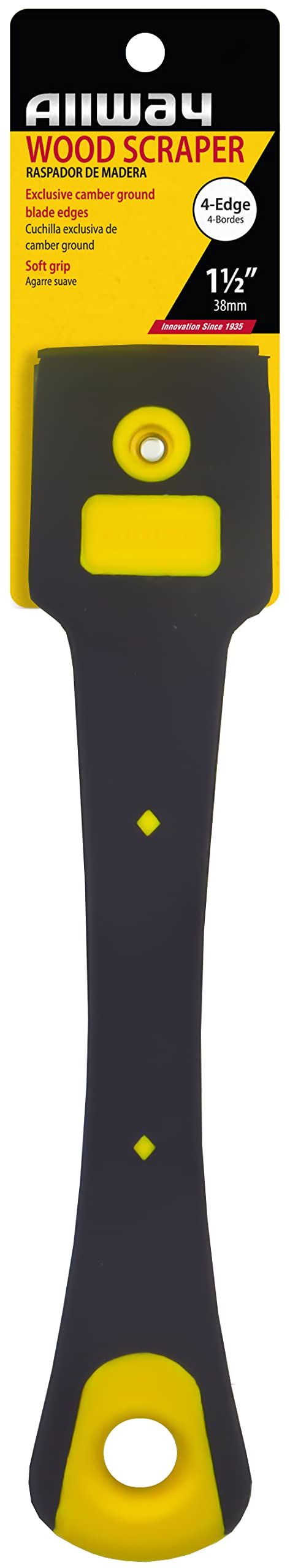 ALLWAY FE2 4-Edge Soft-Grip Scraper for Wood and Painting Applications, 1-1/2"