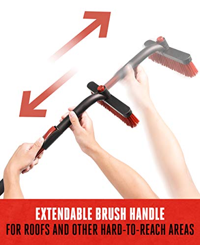 Motor Trend 39" Extendable Snow Brush with Built-in Car Ice Scraper – Ergonomic 2-in-1 Snow Scraper for Car with Rotating Head, Durable Aluminium Windshield Scraper for Ice and Snow