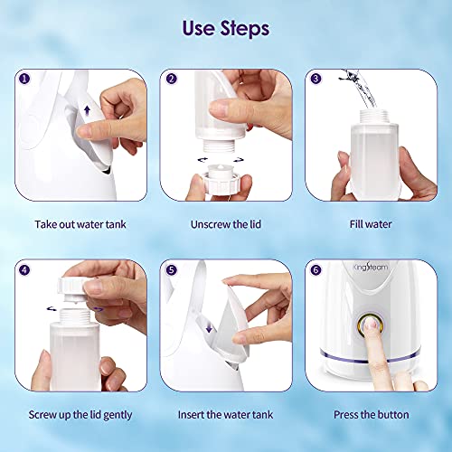 Kingsteam Facial Steamer - Nano Ionic Face Steamer Warm Mist Steamer for Face Home Sauna SPA, Face Humidifier Steamer for Facial Deep Cleaning Unclogs Pores, with Aromatherapy Kit (Purple)