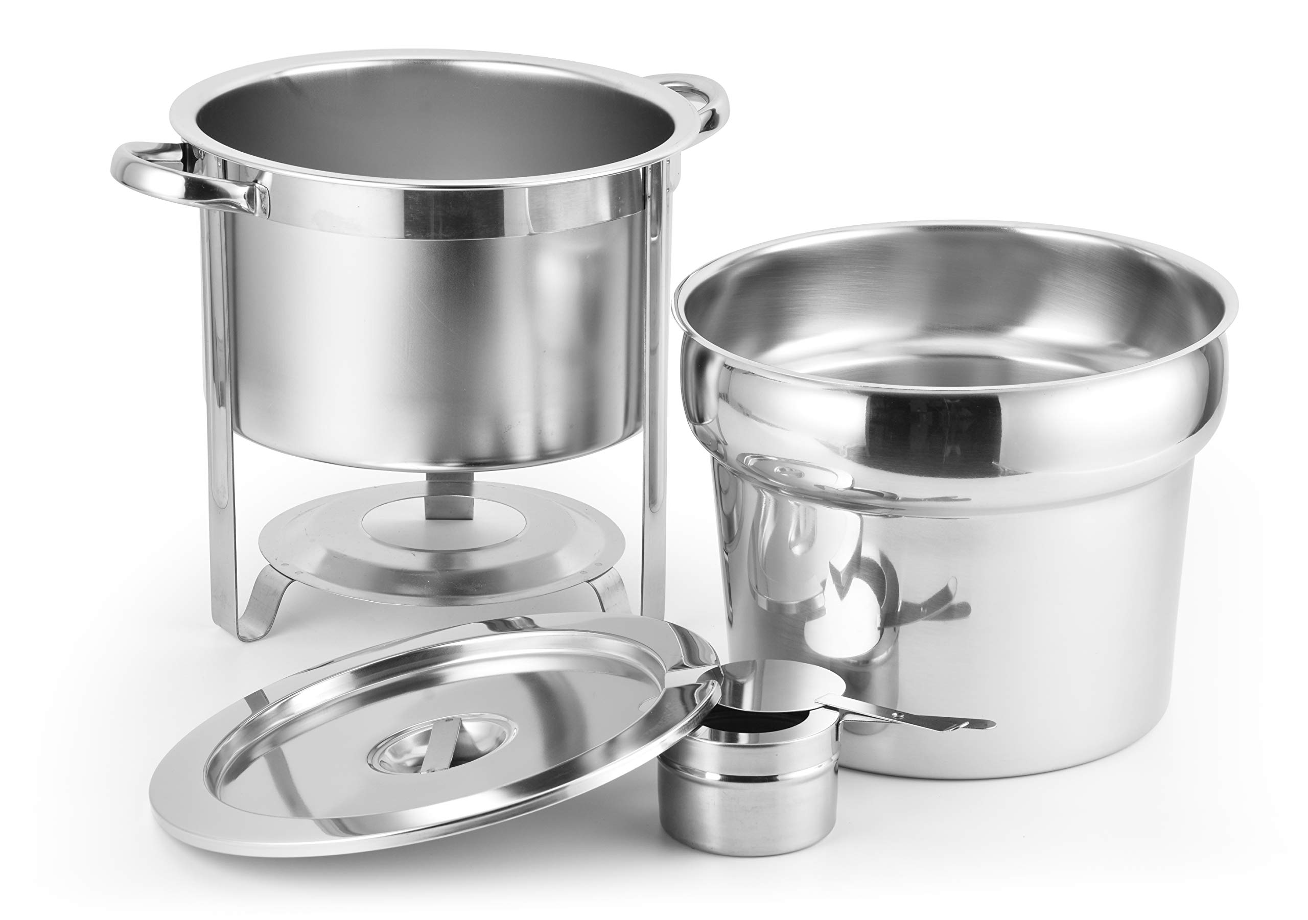 2 Pk 11qt Deluxe Marmite Soup Chafer With 2 6oz Stainless Steel Ladle And 1 Apron