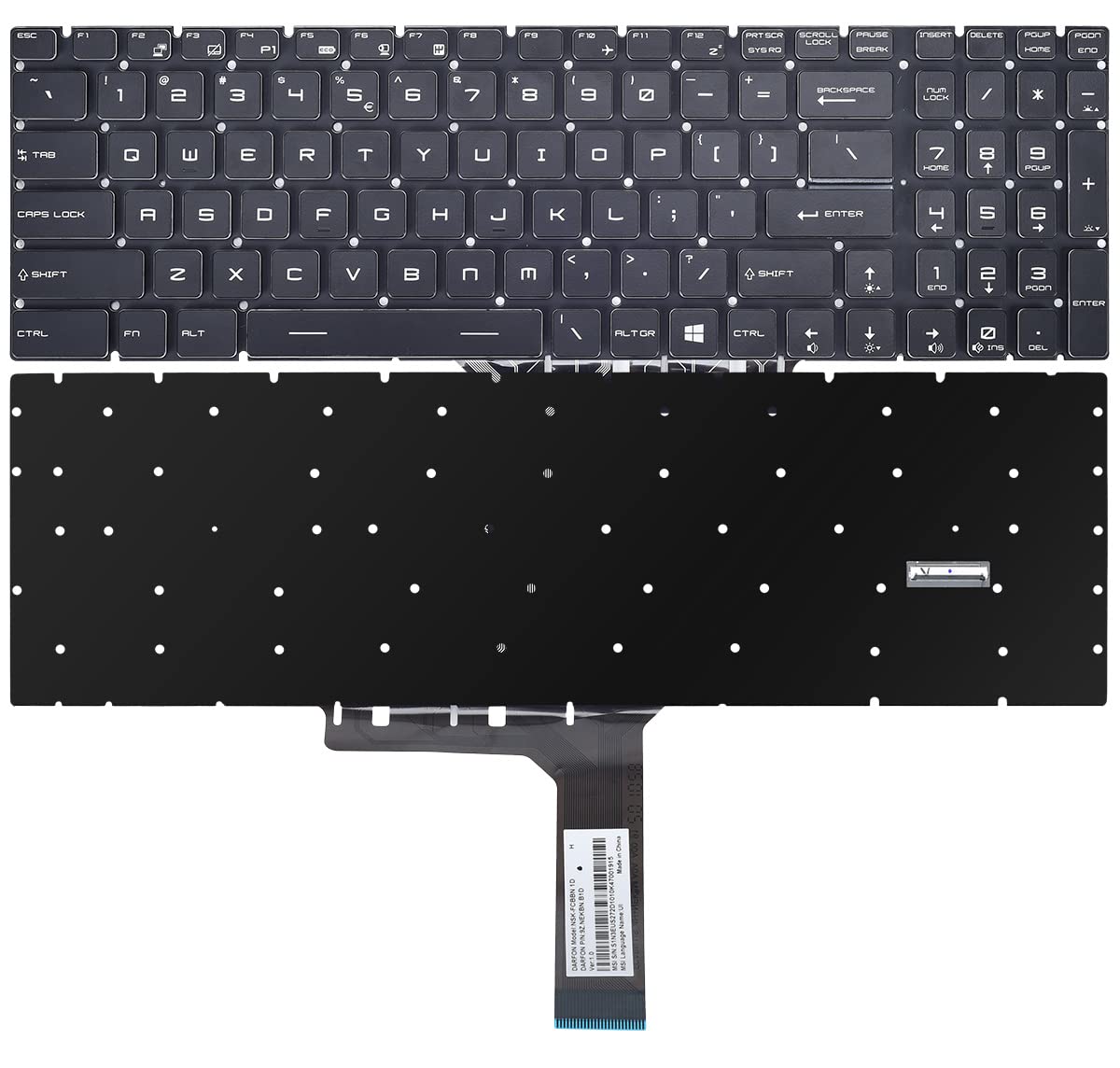 Replacement Keyboard for MSI GE75 Raider, GS75 Stealth, GL75 GL65 GP65 GP75 Leopard Series Game Laptop with Per-Key RGB Backlit Keyboard US Layout
