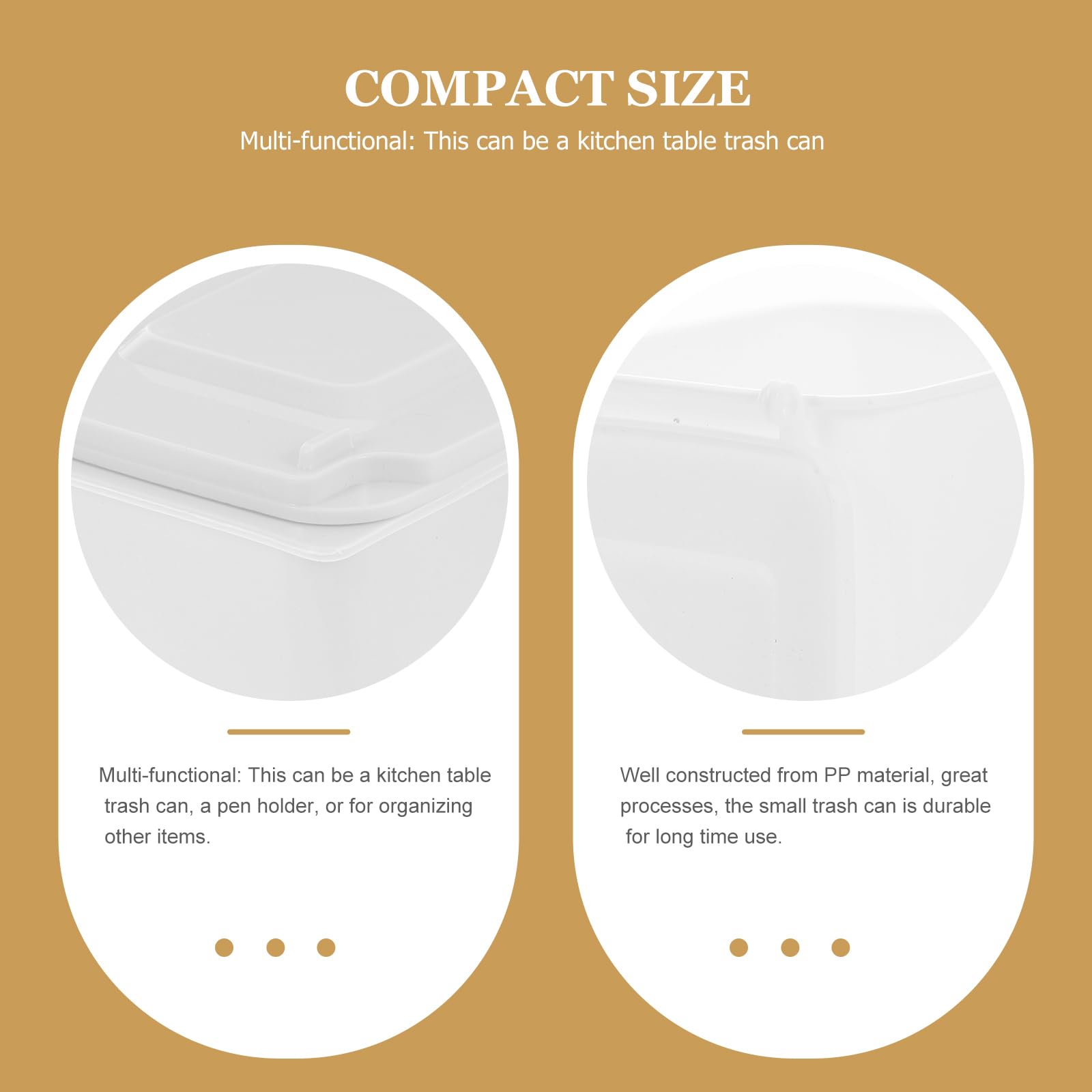SHINEOFI Mini Trash Can with Lid Desktop Garbage Can Cute Waste Bin Garbage Storage Container Pen Holder for Home Office Table Small Organizer White