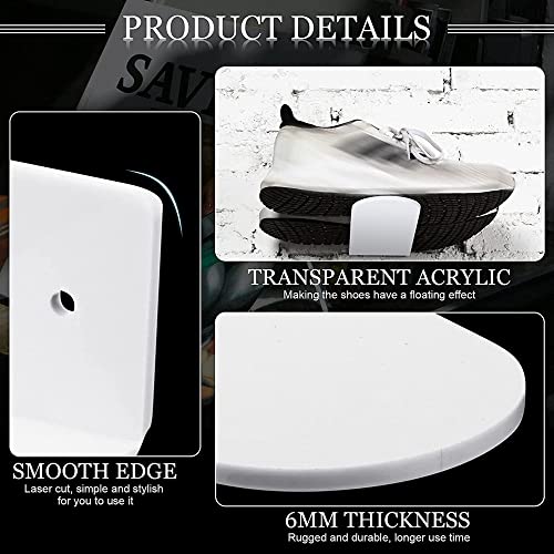 6 Sets Floating Shoe Shelves for Wall, Clear Acrylic Shoe Display for Sneakers Shoe Rack Extra Thick with Screws and Anchors, Wall Mounted Display Shoe Shelves (Transparent)