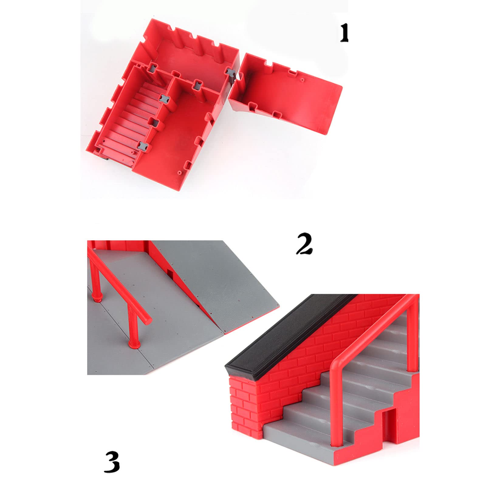 Almencla Skateboard Ramp Kit Toys Rail Parts Starter Kits Ramp Toys Novelty Finger Skateboard Mini Scooter for Party Training Finger Coordination, C