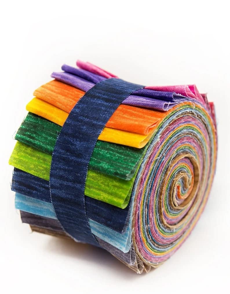17 Pieces Fabric Cute, Beautiful 2.5 inch Kaleidoscope Jelly Roll, Cute 100% Cotton Fabric Quilting Strips 2.5"