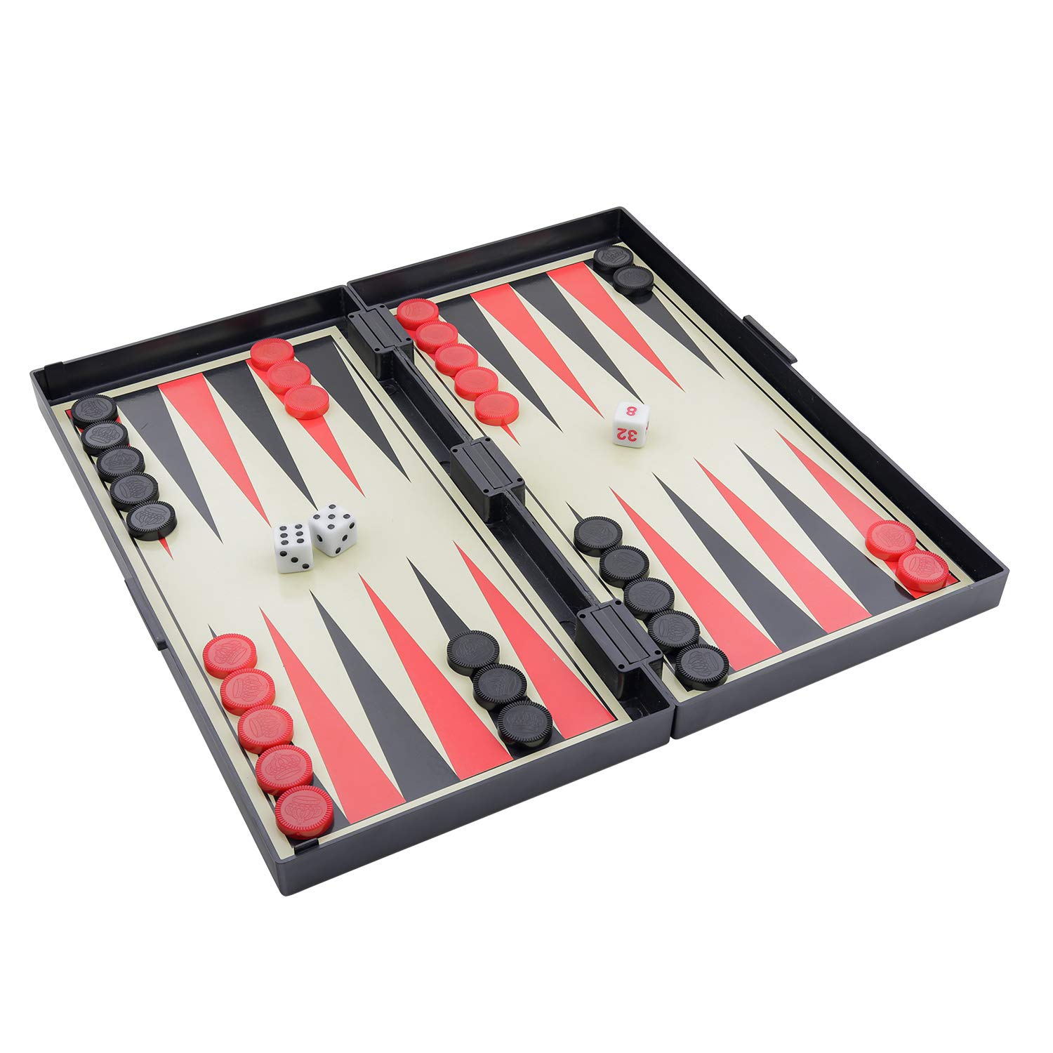 5 in 1 Magnetic Chess Checkers Dominoes Backgammon and Cards Set, Mini Travel Size Multi Board Games