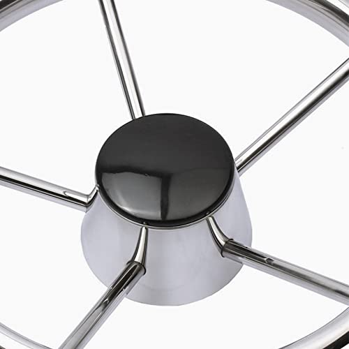 13-1/2“ Boat Steering Wheel Stainless Steel 5 Spoke Destroyer Style Steering Wheel with Knurling for Marine Yacht Boat