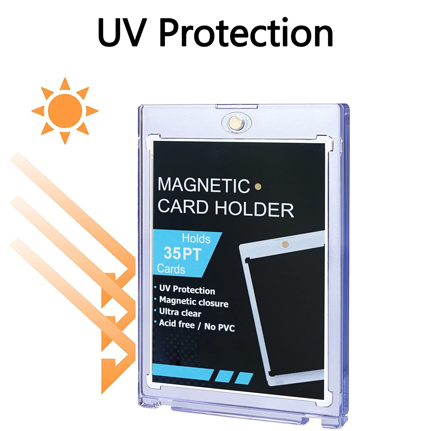 25 ct Magnetic Card Holder 35pt, Card case Holder for Trading Cards,Card Protectors Hard Plastic, Card Sleeves Display case for Baseball Card Sports Cards
