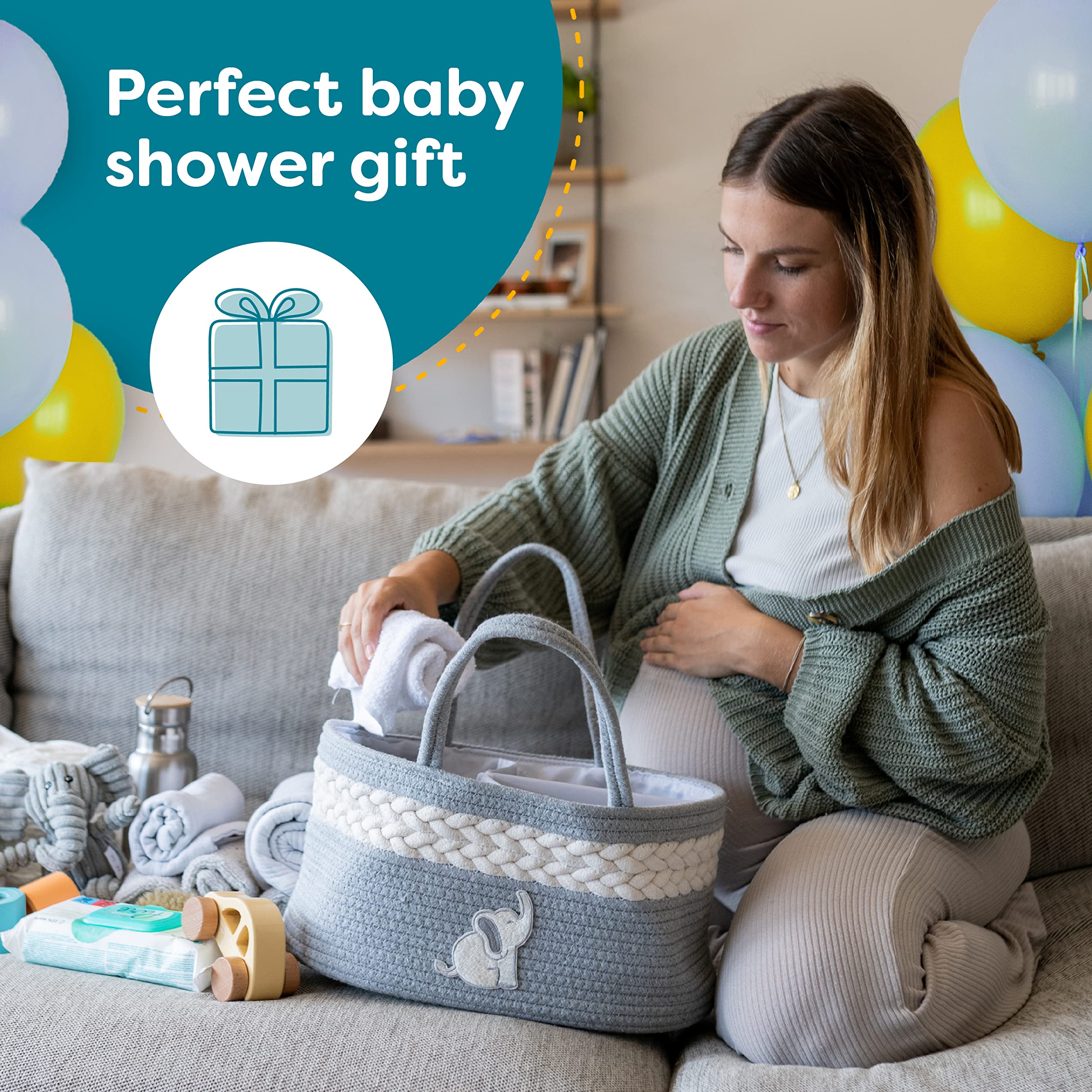 CRADLE STAR Hanging Diaper Caddy Organizer and Baby Diaper Caddy Organizer - Baby Shower Idea for Boys and Girls Bundle