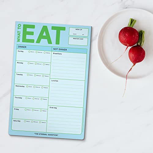 Knock Knock What To Eat Pad (Turquoise / Pastel), Magnetic Meal Planning Note Pad with Magnet, 6 x 9-inches