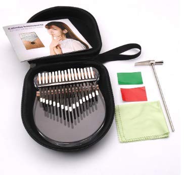 17-Key Kalimba Thumb Piano Musical Gift Bear-Shaped Transparent Acrylic Material with Carry Bag Tuning Hammer