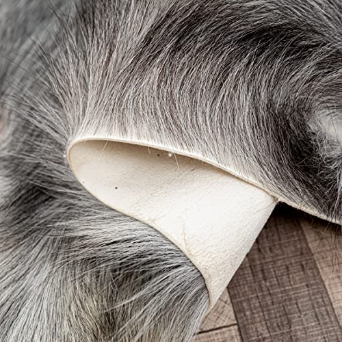 AbunHeri Reindeer Hide Rug 3 ft x 2 ft Deer Hide Rug Deer Rug Animal Skin Rugs for Bedroom Living Room Nursery Grey