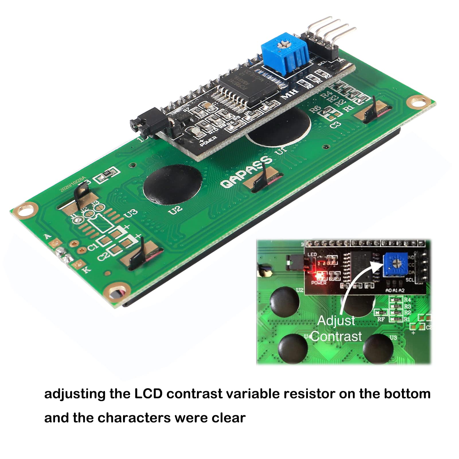 DORHEA 2PCS 1602 16x2 LCD Module Shield Yellow-Green Backlight with IIC I2C Driver Serial Interface and LCD Module Display