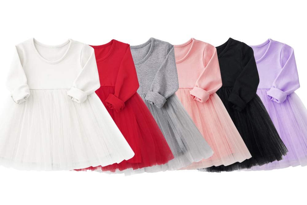 Baby Girls Black Dress Tutu Long Sleeves Ruffle Tulle 9-48m (24-36m, Black)