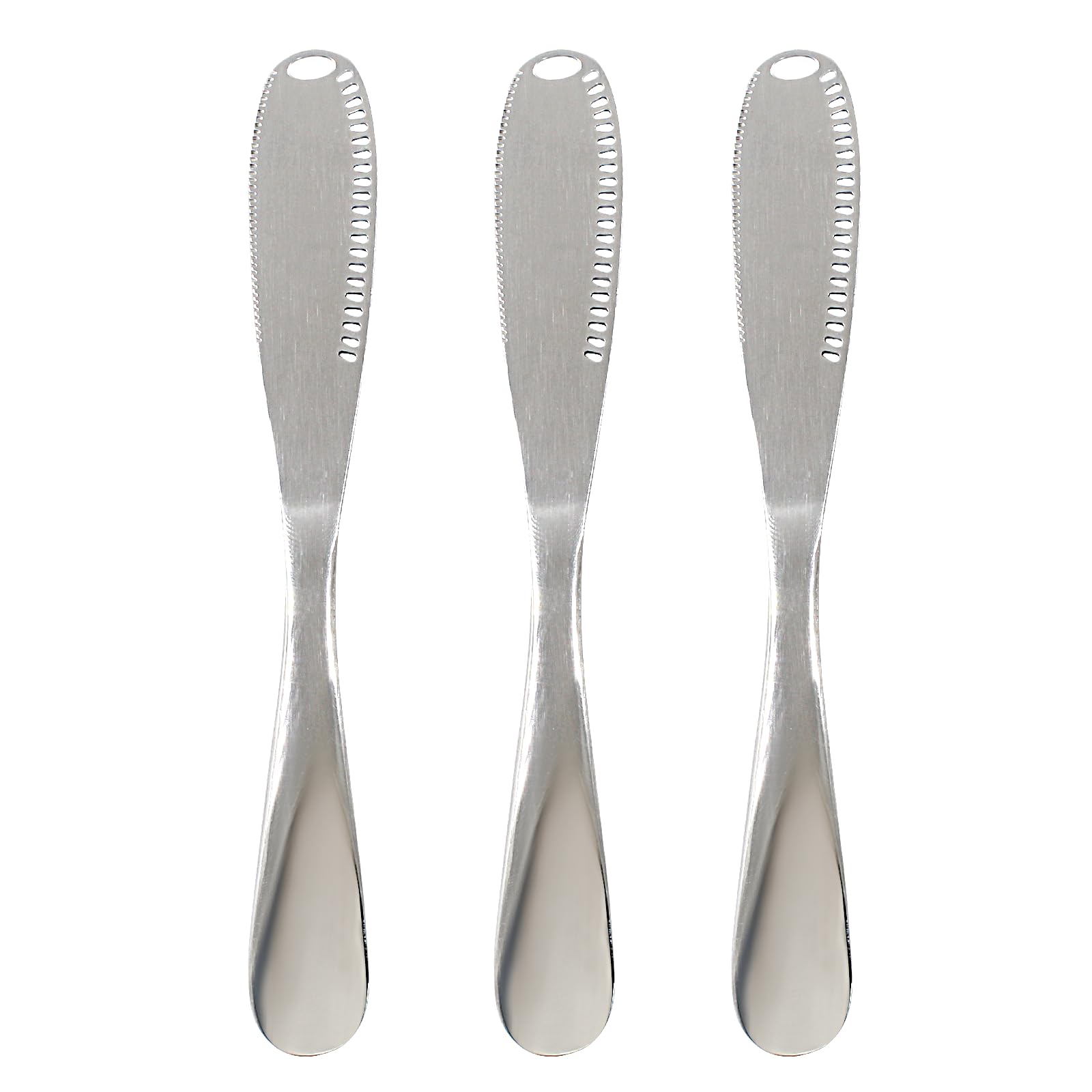 Coufce Butter Spreader Knife 3 in 1 Kitchen Knife Gadget Stainless Steel Butter Knives Cream Cheese Spreader, Slicer and Curler with Serrations