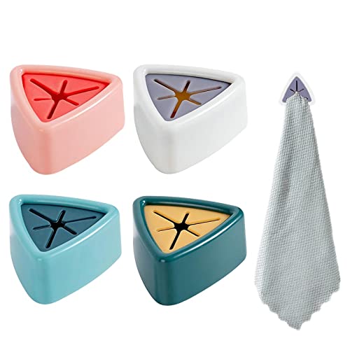 4 Pcs Dish Towel Hooks,Self Adhesive Wall Dish Towel Holder,Kitchen Push Hooks for Towel