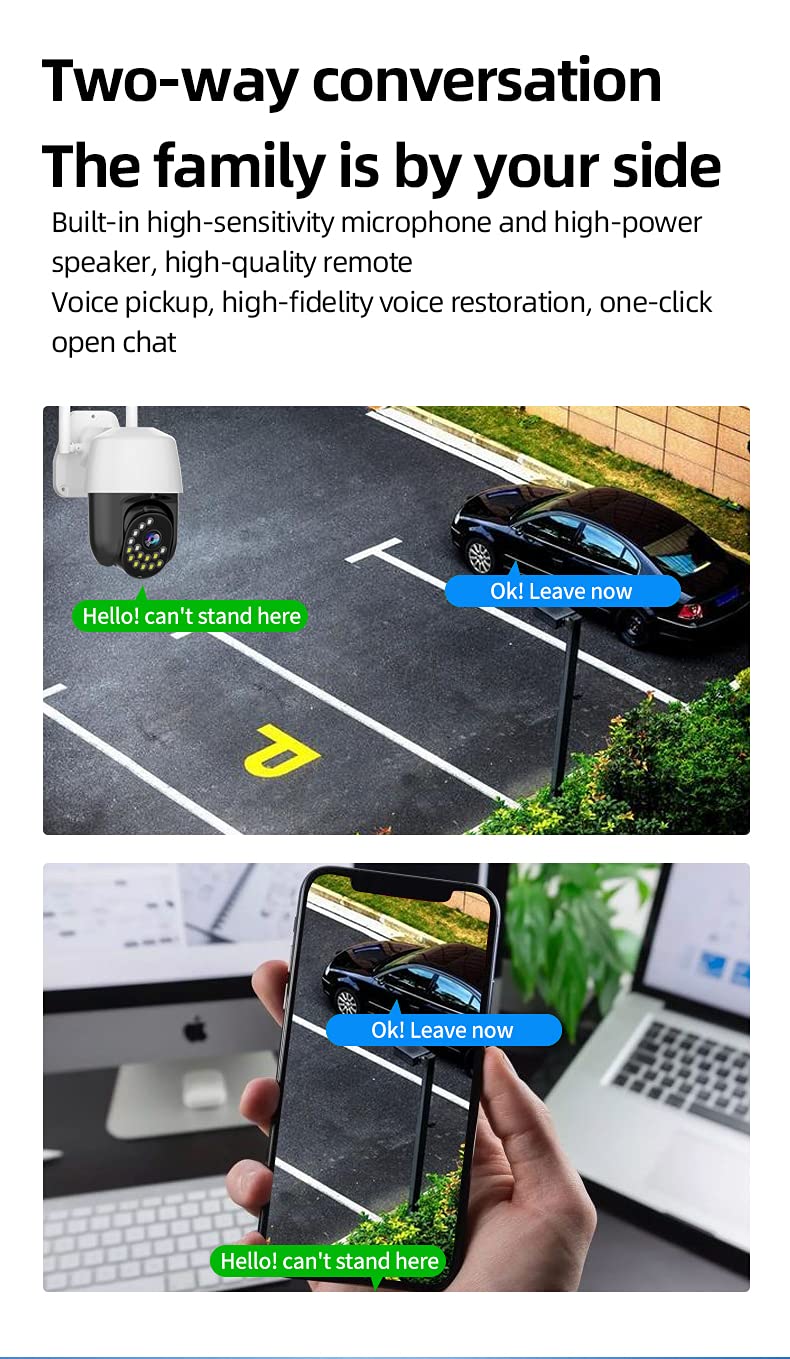VSVABEFV PTZ WiFi Security Camera Outdoor, 1080P Home WiFi IP Camera, HD Wireless Surveillance Camera, Waterproof Two Way Audio Motion Detection Clear Night Vision Surveillance Cam