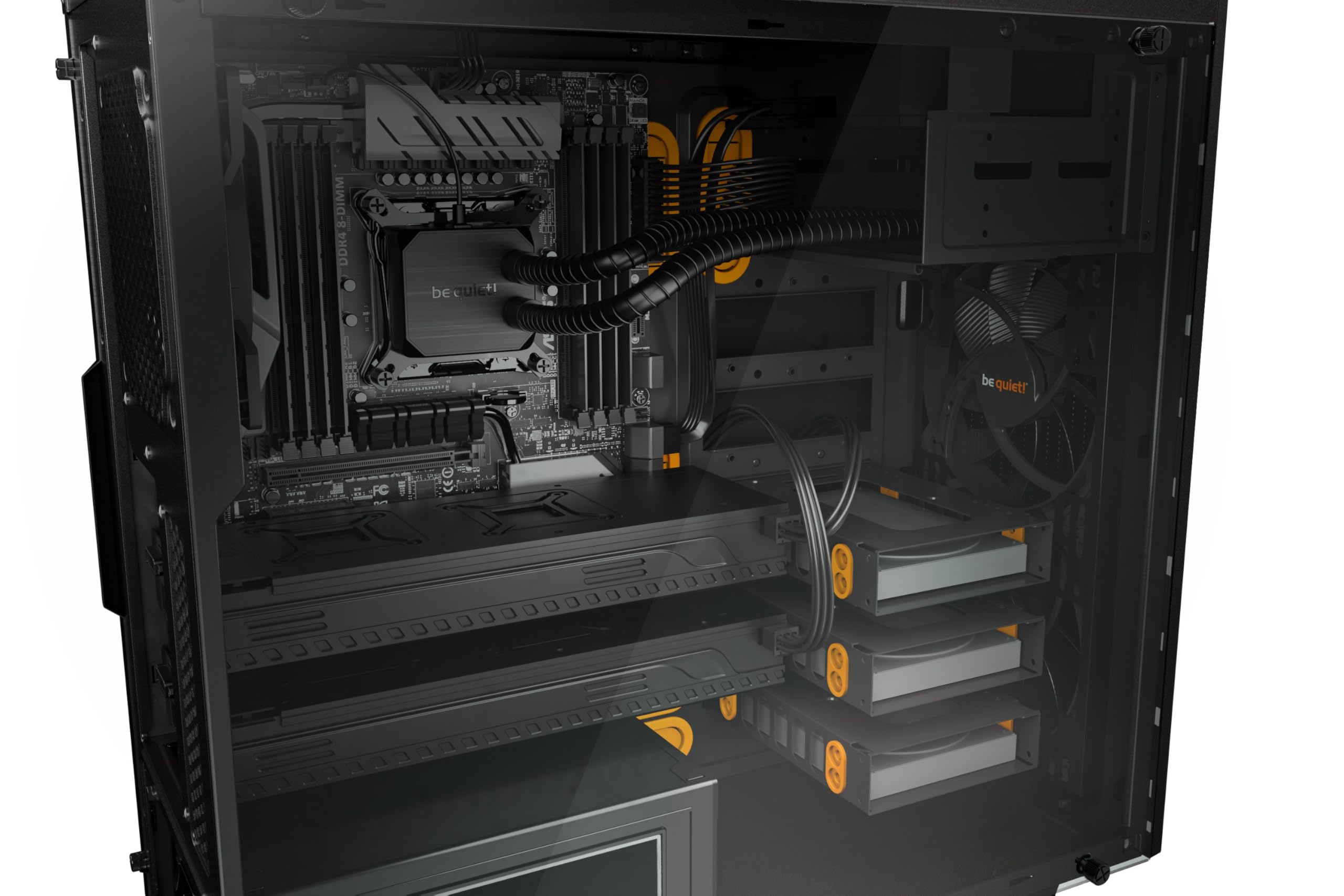 be quiet! Pure Base 600 | ATX Midi Tower PC Case | 2 Pre-Installed Fans | Tempered Glass Window | Orange | BGW20