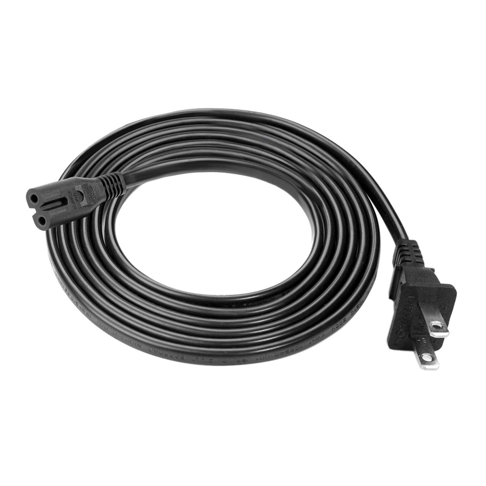 2 Prong AC Power Cord Compatible with PS4 / PS4 Slim / PS5 / PS3 Slim / PS3 Super Slim, Xbox One S/X, Xbox Series X/S, Game Console TV Speaker Printer Universal Power Cable Replacement 4 Feet