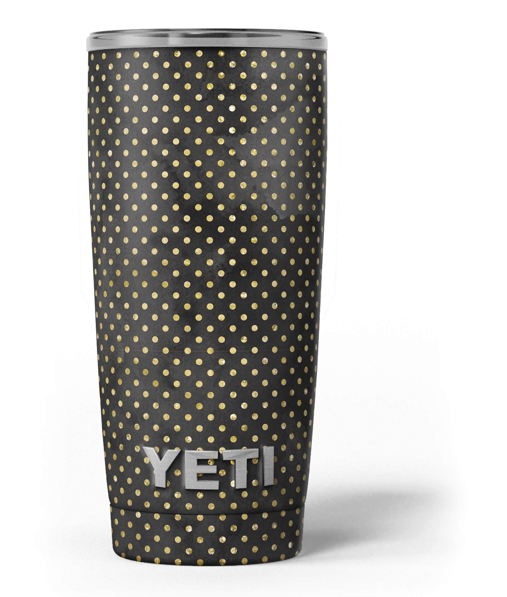 Design Skinz Black and Gold Watercolor Polka Dots V2 - Skin Decal Vinyl Wrap Kit Compatible with The Yeti Rambler Cooler Tumbler Cups
