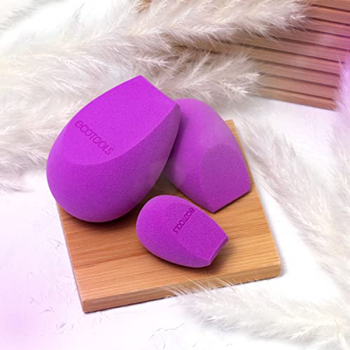 EcoTools Bioblender Makeup Sponge Trio, Large, Medium, & Small Beauty Sponges, Natural Makeup Blender Beauty Sponges for Liquid and Cream Foundation, Cruelty Free and Vegan, 3 Count
