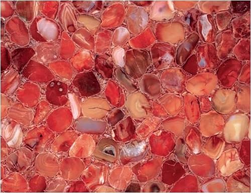 54 x 54 Inches Resin Art with Red Agate Stone Living Room Table for Home Decor Round Shape Marble Dining Table Top