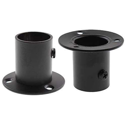 Shower Curtain Rod Holder,ULIFESTAR Closet Rod Brackets Heavy Duty Stainless Steel Pipe Pole Flange Socket Wardrobe Bracket End Supports,Easy Installation Quick Removal Black (Diameter 19mm/0.75ββ)