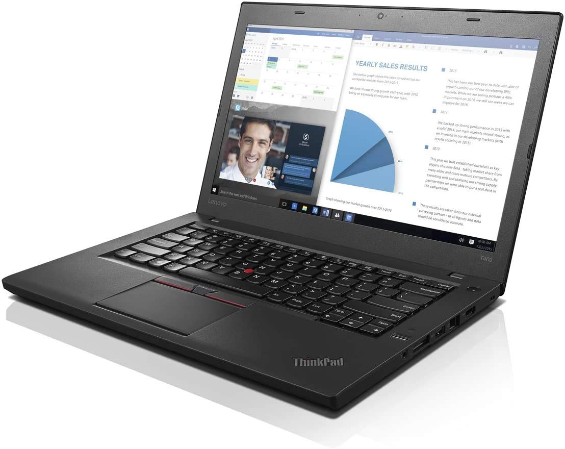 Lenovo Thinkpad T460 14 Ultrabook, Intel i7 6600U 2.6Ghz, 16GB DDR3 RAM, 256GB SSD Hard Drive, 1080p Full HD, Webcam, HDMI, Windows 10 Pro (Renewed)