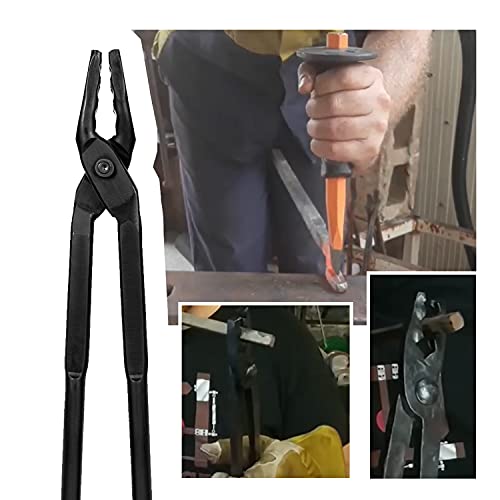 Beginner Blacksmith Starter Assembled Bladesmith Knife Making Tongs Anvil Vise Forge Wolf Jaw Tongs (15 in)