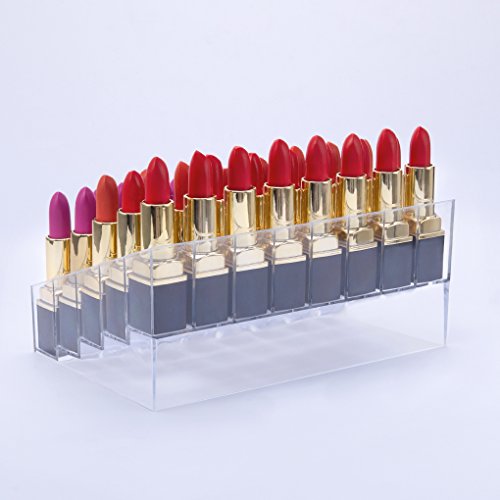 Benbilry Lipstick Holder, 40 Space Acrylic Lipstick Holder Organizer Case Display Rack,40 Slots (in a 8 x 5 Arrangement) Stand Cosmetic Makeup Organizer Lipstick, Brushes, Bottles More