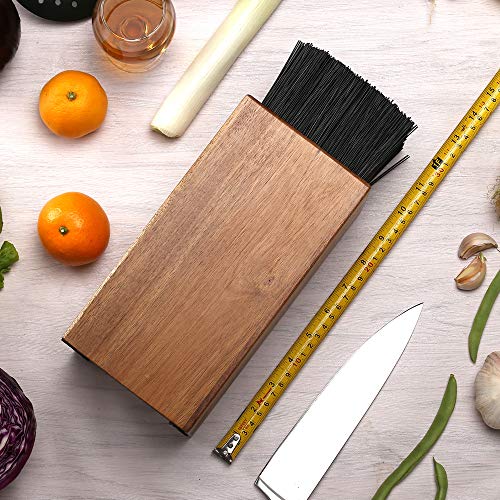Acacia Wood Blade Holder with Bristles,Knife Holder, Large Capacity, Kitchen Household Multi-function Knife Storage and Placement Rack