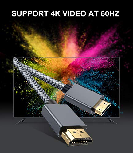 Elebase Mini HDMI to HDMI Cable 10 FT,4K 60Hz Mini HDMI Cord Compatible for DSLR Camera,Camcorder,Graphics Video Card,Laptop,Pico Projector,Raspberry Pi Zero W,Neogeo