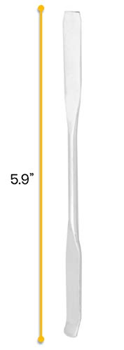 6PK Chattaway Spatulas, 5.9" - Stainless Steel, Polished - Dual Ended, Flat End & Bent End - Eisco Labs