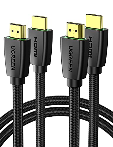 UGREEN 2 Pack HDMI Cable 4K Braided High Speed HDMI Cord 18Gbps with Ethernet Support 4K 60HZ Compatible with UHD TV Monitor Computer PS5 PS4 Blu-ray and More 6FT