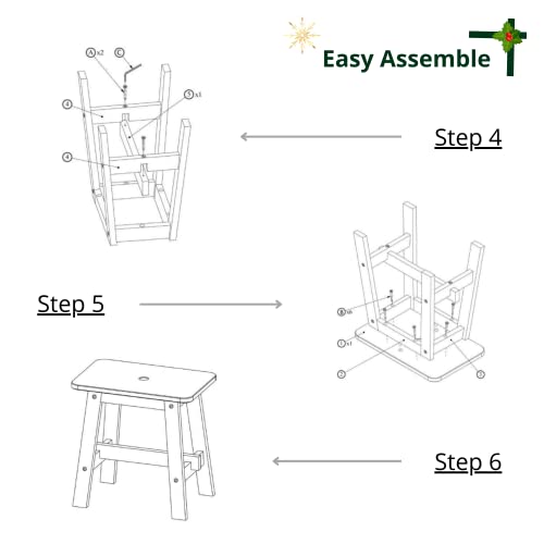 Acacia Wood Stool Rectangle Top Chairs Best Ideas End Tables for Sofas Sub-Stool for Living Room Bedside Strong Weight Capacity Upto 350 LBS, Natural Color