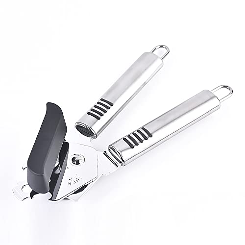 3-in-1 Can Opener Manual Stainless Steel ,Durable Food Safe Cut Multifunctional Kitchen Accessories,Smooth Edge,Heavy Duty Can Opener,with Non-Slip Handle for Elderly with Arthritis (Silver)