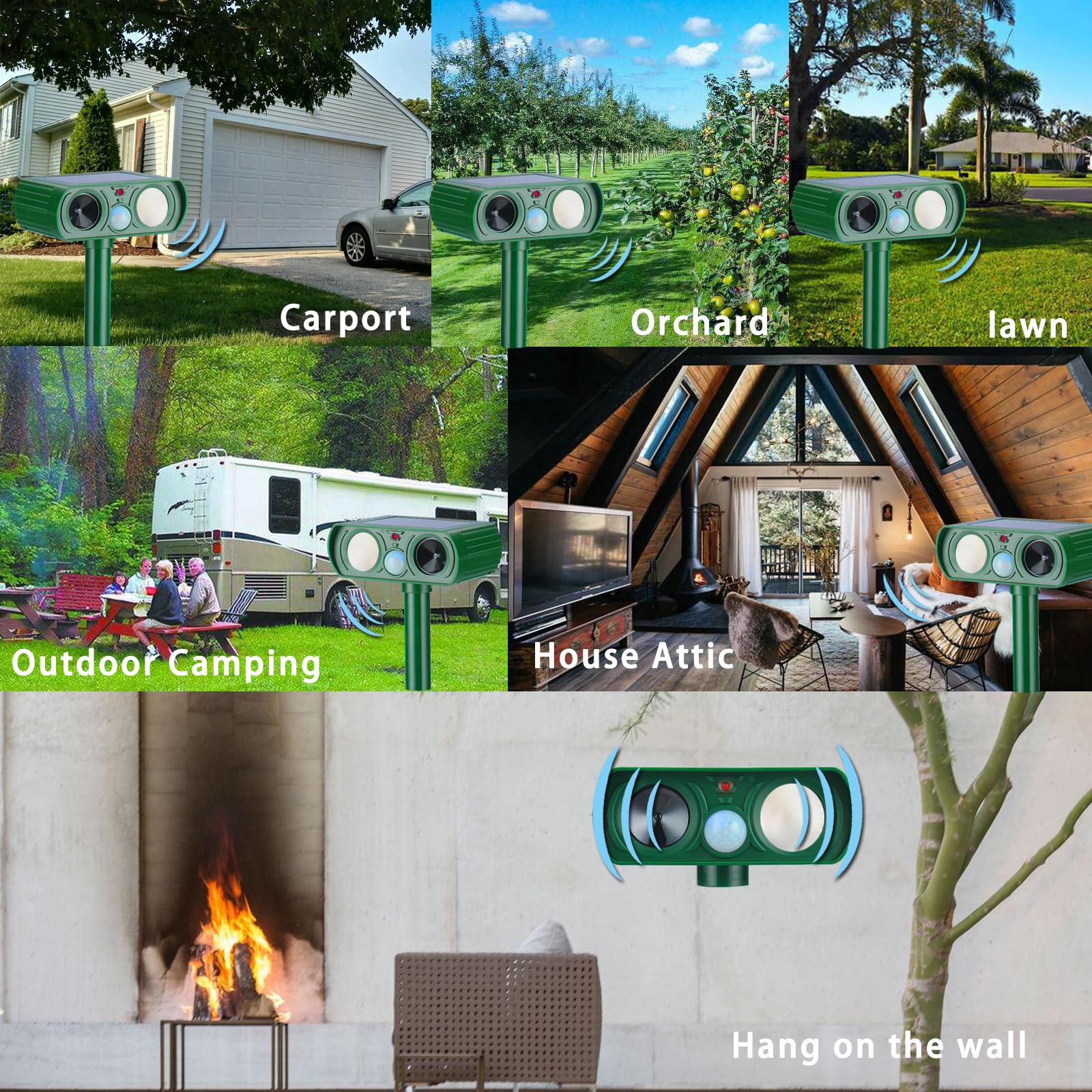 2 Packs Solar Animal Repellent, Ultrasonic Deer Repellent Device with Flash Light & Sensor Motion for Yard Garden, Waterproof Animal Repeller Deterrent to Repel Deer, Dog, Raccoon, Rabbit,Squirrel
