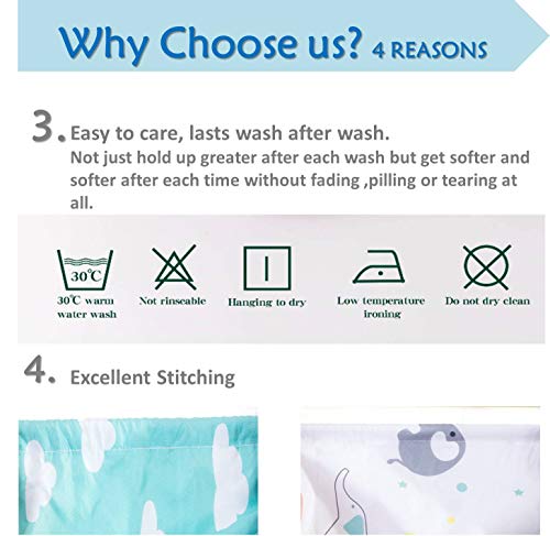 Crib Sheets Neutral, 2 Pack Fitted Crib Sheets Set, Printed Crib Sheets for Boys and Girls, Soft and Breathable Silky Microfiber Baby Sheet Fits Standard Crib and Toddler Mattress, Elephant & Clouds