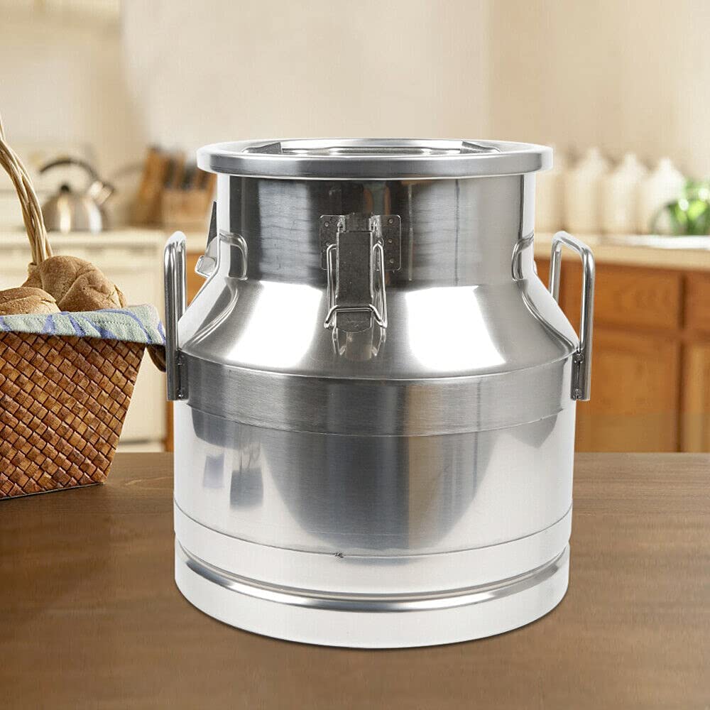 3.16Gallon Stainless Steel Milk Can Ice Bucket Wine Bucket,Water Jug Liquid Storage Pail,Commercial Fermentation Barrel,Canisters for Kitchen