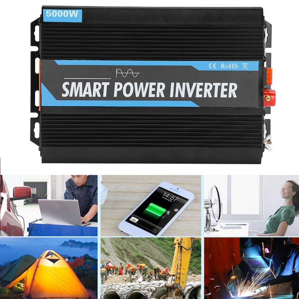 2000W Power Inverter, 5000 Watt Peak, Modified Sine Wave Power Inverter with USB AC Adapter and Remote Switch for Home Car RV Outdoor Emergency, Peak Power 5000W Rated Power 2000W, 12V to 220V