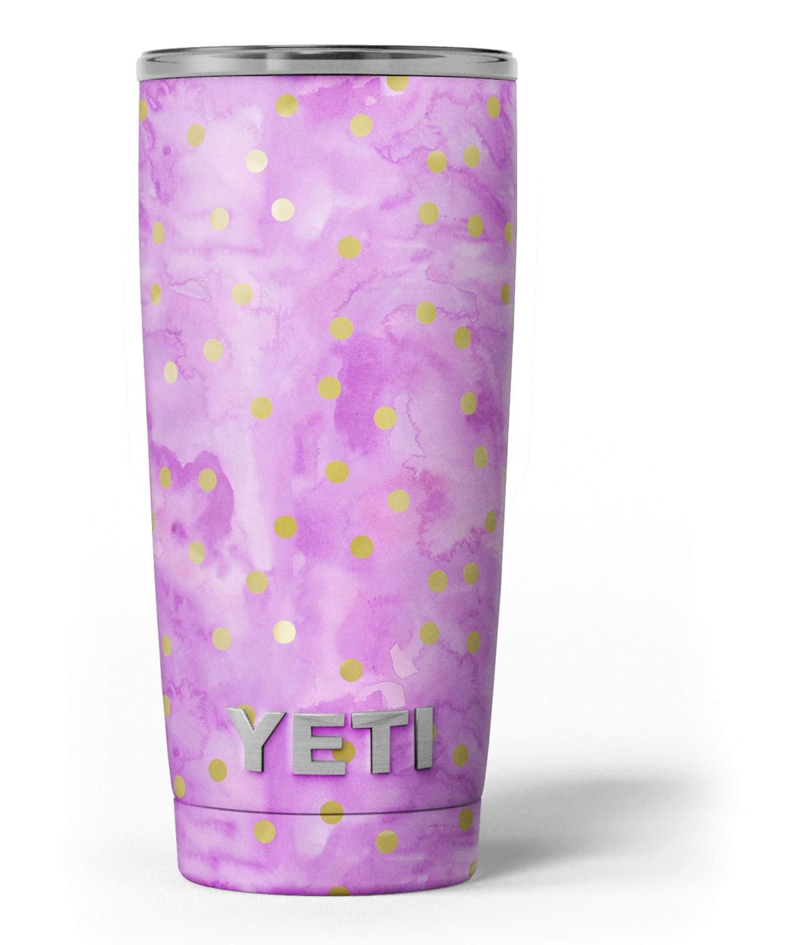 Design Skinz Gold Polka Dots Over Grungy Pink Surface - Skin Decal Vinyl Wrap Kit Compatible with The Yeti Rambler Cooler Tumbler Cups