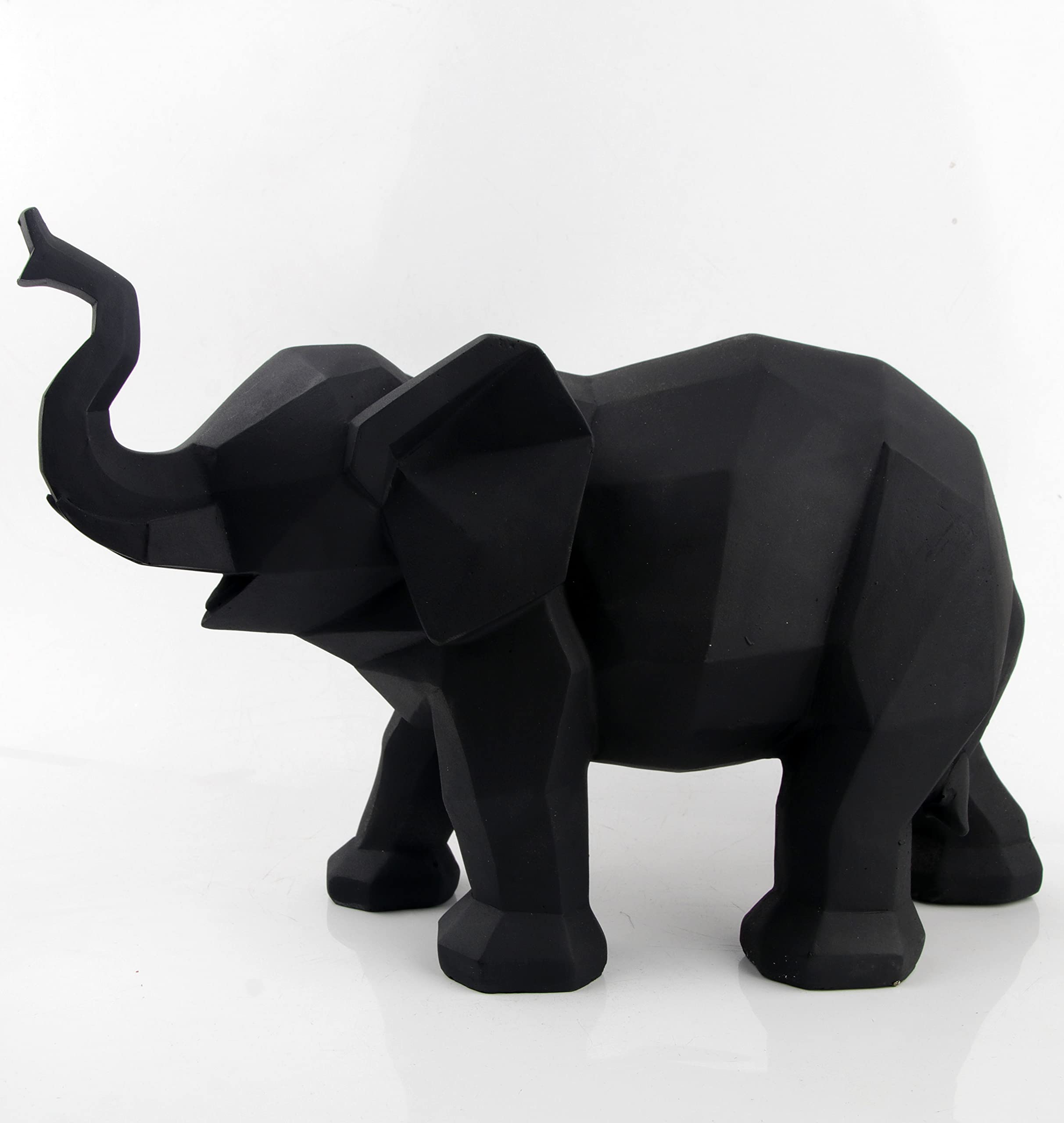 ABEESEA Large Black Elephant Sculpture Statue Collectible Figurines with Trunk Up Wealth Lucky Elephant Figurine,Perfect for Home Decor Gift