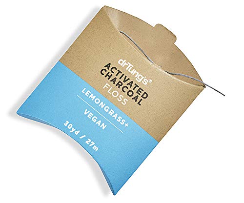 DrTung's Vegan Activated Charcoal Floss, Natural Lemongrass Flavor Dental Floss 1 Pack