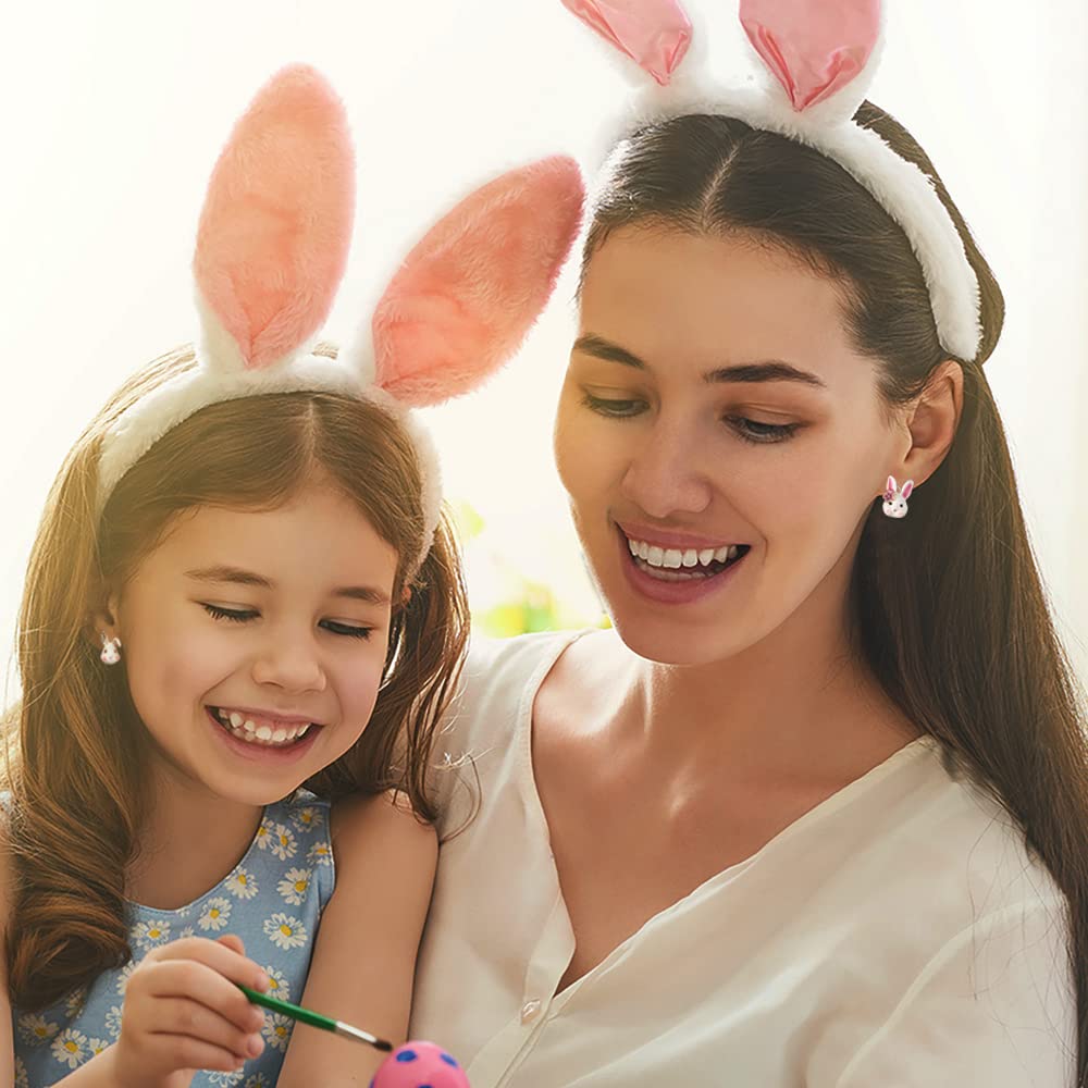 2 Pairs Cute Babbit Bunny Clip On Earrings Enamel Easter Clip Earrings for Women