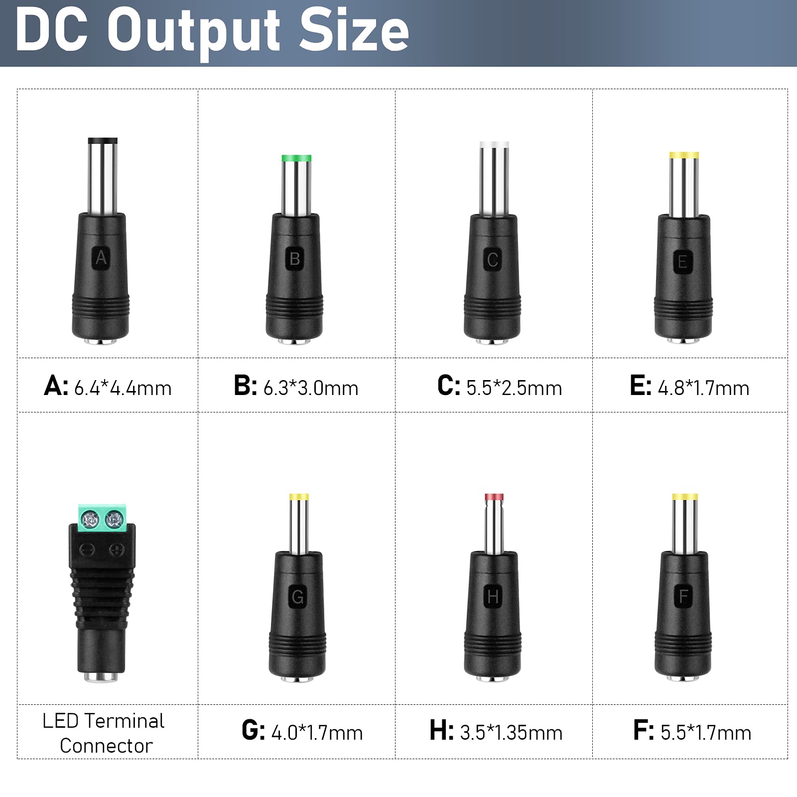 Universal AC Adapter, 30W Universal 3V 4.5V 5V 6V 7.5V 9V 12V AC/DC Adapter Switching Power Supply with 8 Selectable Adapter Head, for 3V to 12V Household Electronics - 2500mA Max